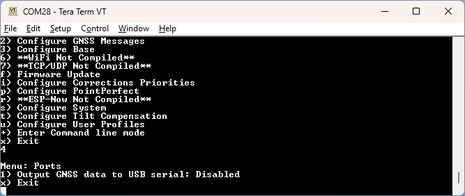 Ports Menu - SparkFun RTK Everywhere Product Manual